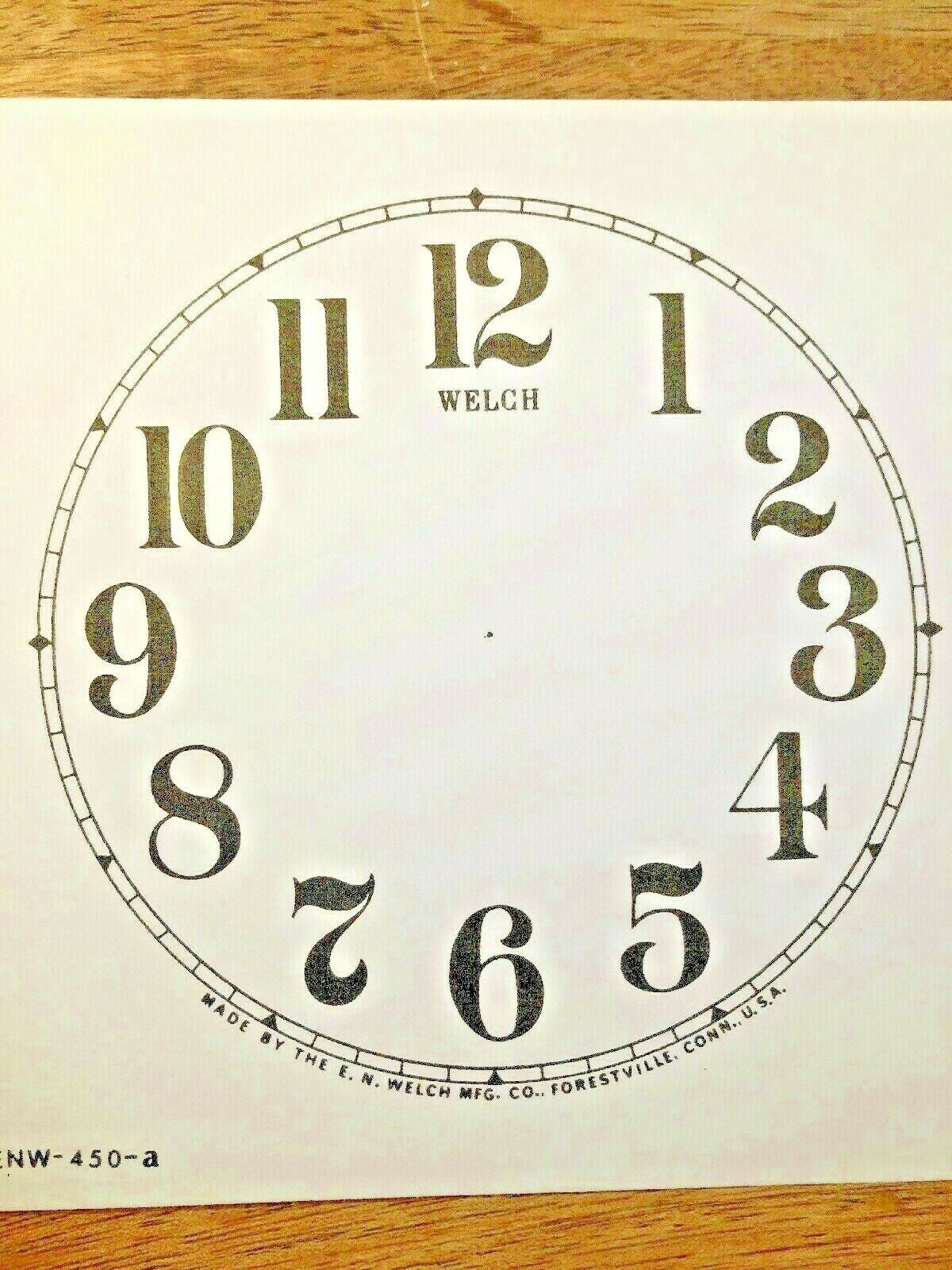 4 1/2" Welch Clock Paper Dial, Arabic Numeral (Lot 188 ...