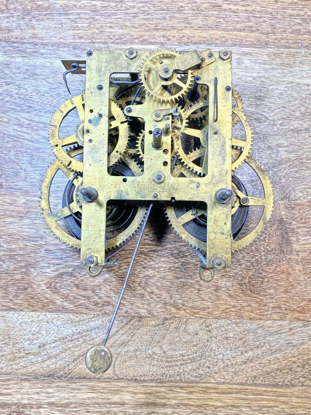 Ingraham Clock Movement (Pat 78/79) Hammer (See Pics To ID) (KD2508)
